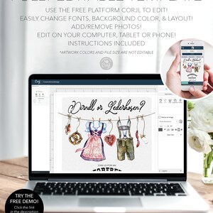 Oktoberfest Gender Reveal Invitation Template, Dirndl or Lederhosen ...