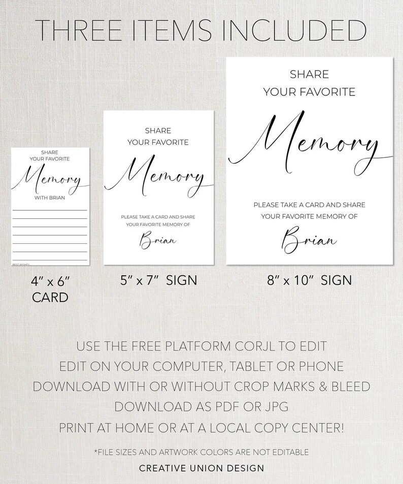 Share a Memory Card Template Personalized Favorite Memory Card Keepsake ...