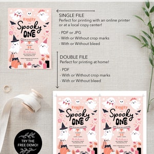 Spooky One Birthday Invite Template, Halloween Birthday Party, Spooky ...