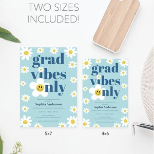 Grad Vibes Only, Daisy Graduation Party Invite Template, Graduation ...