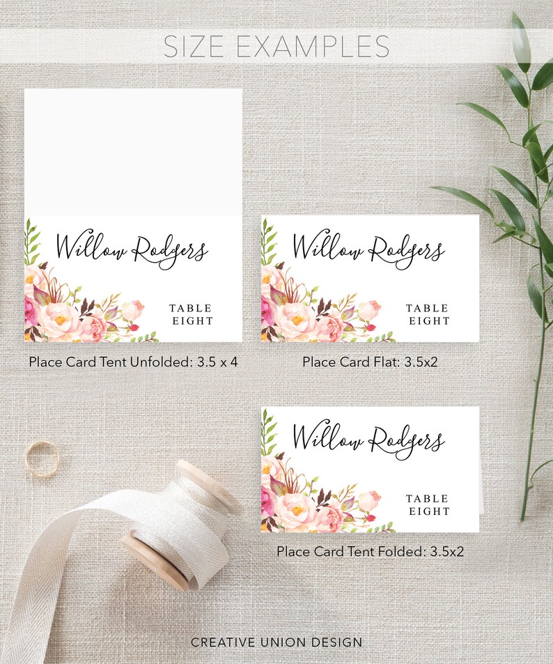 Rustic Place Card Template Printable Place Cards Wedding - Etsy