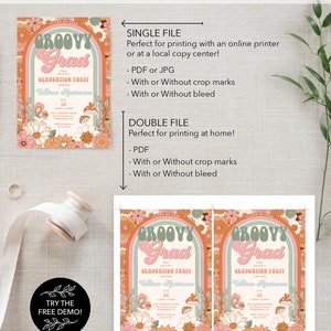 Groovy Grad Retro Graduation Party Invite Template Graduation ...
