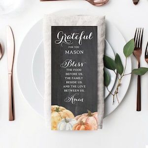 Thanksgiving Place Card, Thanksgiving Prayer, Thanksgiving Table Decor ...