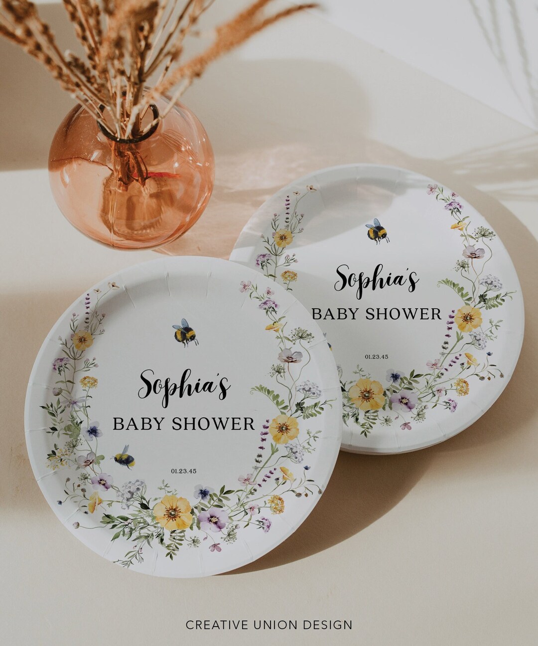 Personalized Paper Plates Template, Baby Shower Decor, Baby Shower ...