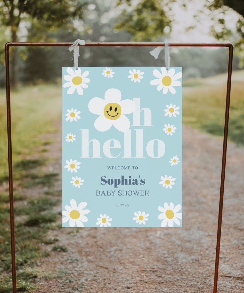 Editable Daisy Baby Shower Welcome Sign Template Welcome Baby - Etsy