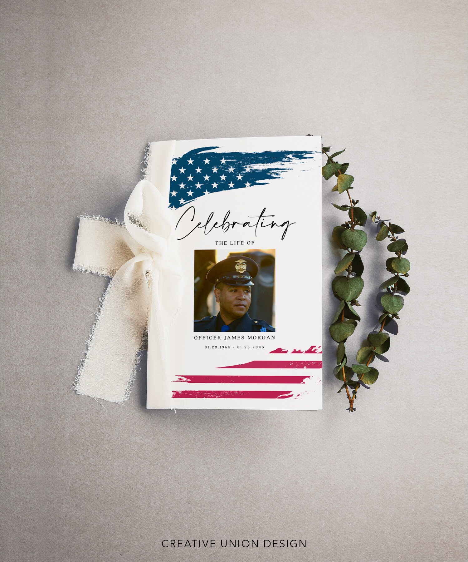American Flag Funeral Program Template for Service Members, Veteran ...