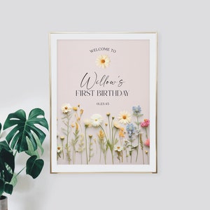 Editable Little Wildflower Welcome Sign Template, Printable 1st ...
