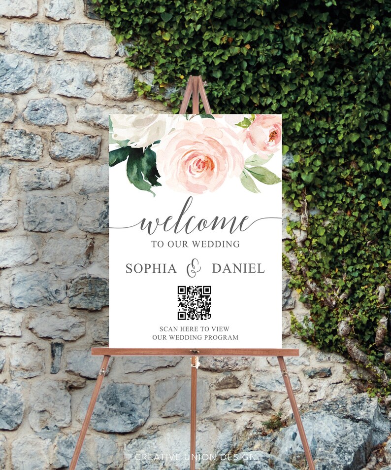 QR Code Wedding Program Template and Scannable Wedding Welcome - Etsy
