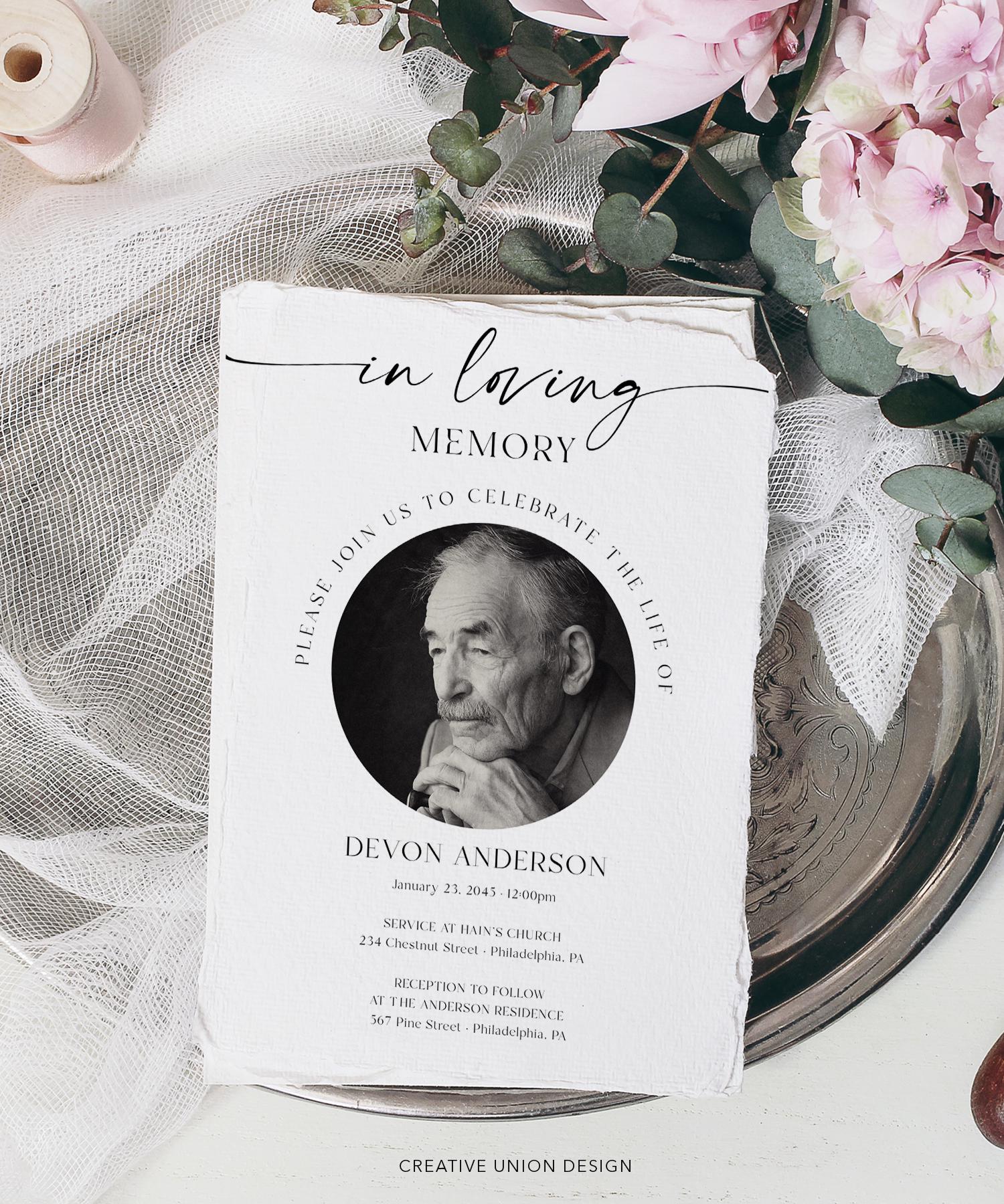 Funeral Announcement Template, Funeral Invitation, Memorial Service ...