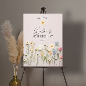 Editable Little Wildflower Welcome Sign Template, Printable 1st ...
