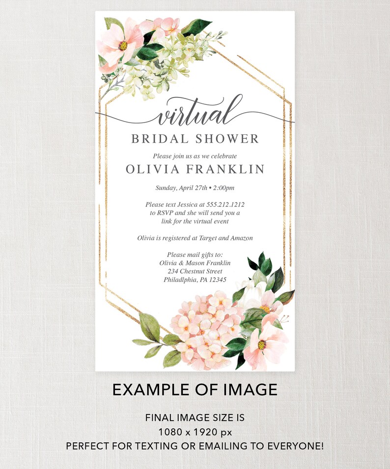 Virtual Bridal Shower Invitation Long Distance Bridal Shower | Etsy