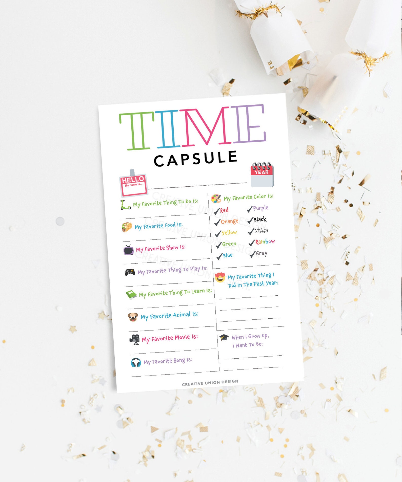 New Years Eve Time Capsule for Kids, Family New Years Eve Game, Noon ...