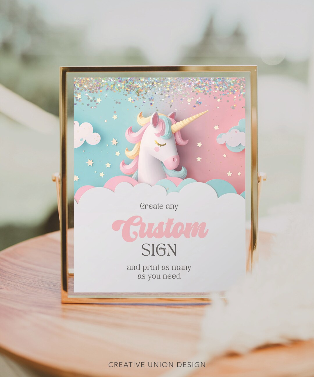 Editable Custom Sign Template, Sparkle Unicorn, Custom Birthday Party ...