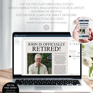 Editable Retirement Newspaper Template, Printable Newspaper, Retirement ...