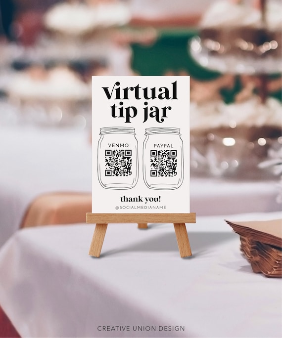 Printable Virtual Tip Jars Sign, Venmo and PayPal, QR Code Sign, Tips ... Printable Virtual Tip Jars Sign, Venmo and PayPal, QR Code Sign, Tips ...