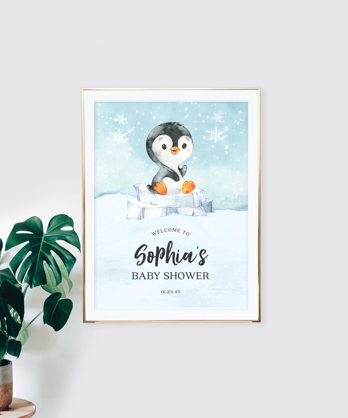 Boy Baby Shower Welcome Sign Template, Penguin Welcome Sign, Baby ...
