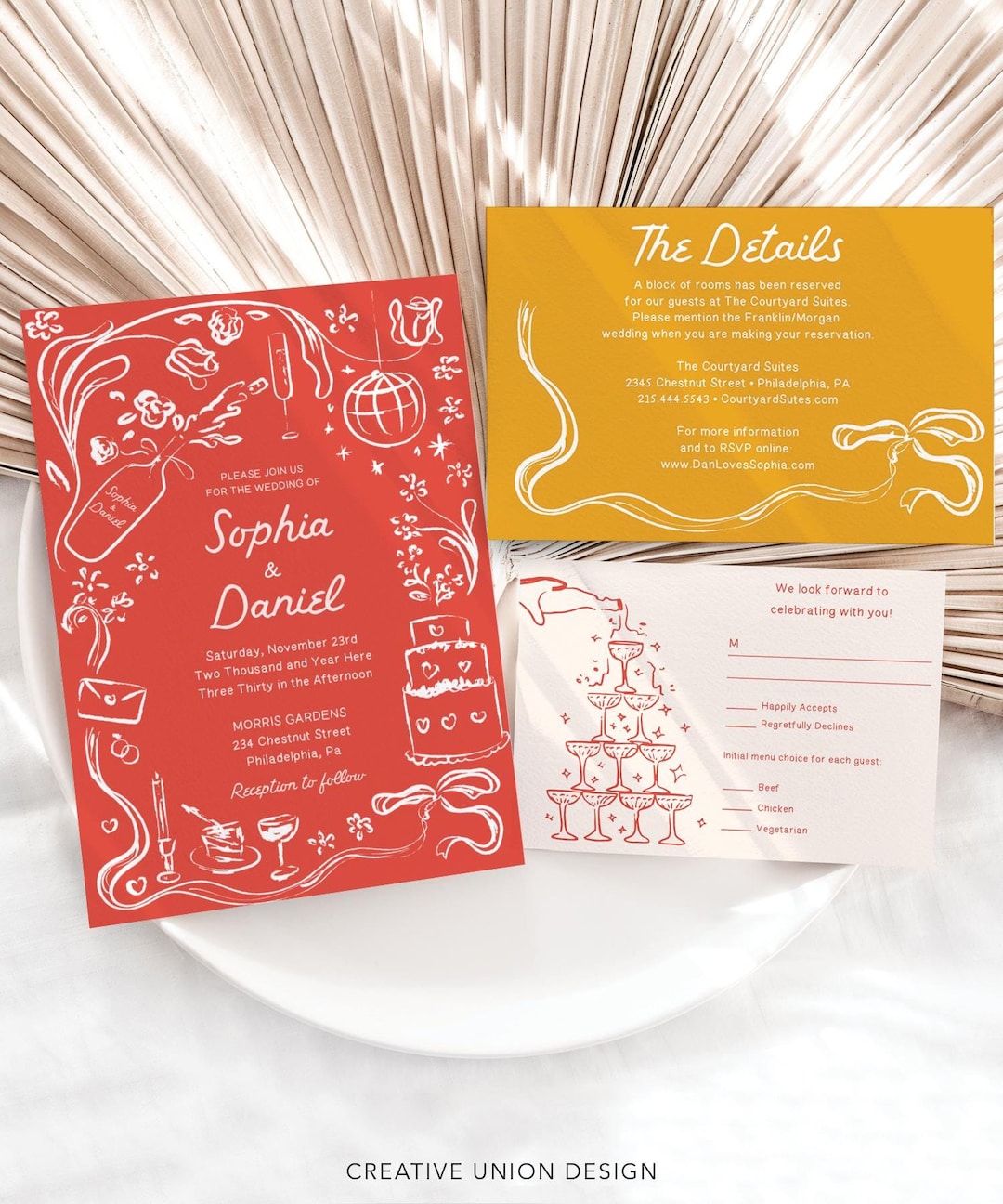 Hand Drawn Wedding Invitations Template, Printable Wedding Invitation ...