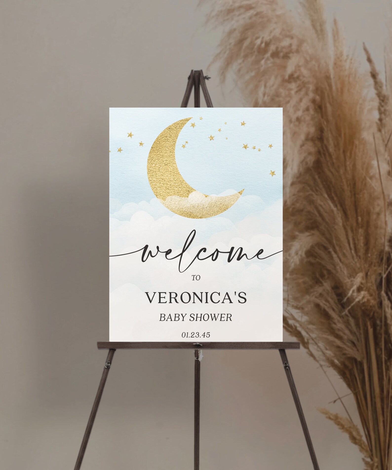 Editable Boy Baby Shower Welcome Sign Over the Moon Welcome - Etsy