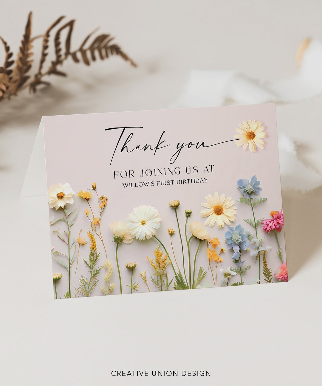 Little Wildflower Thank You Cards, Wildflowers Thank You Card Template ...