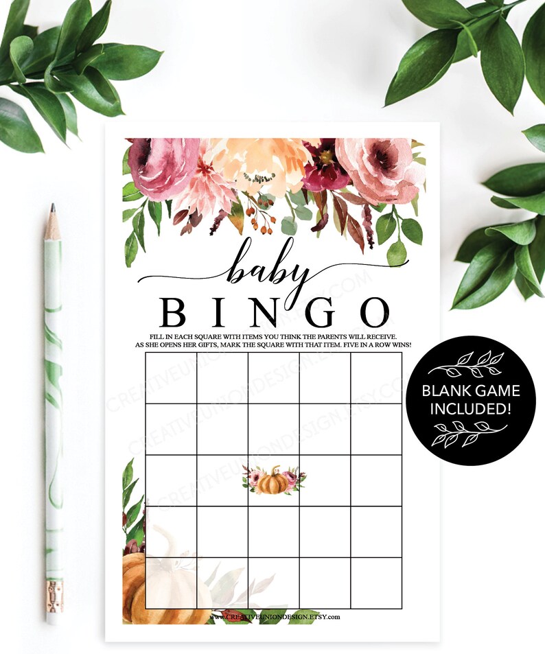 Fall Baby Shower Bingo 60 Unique Game Sheets Baby Shower | Etsy