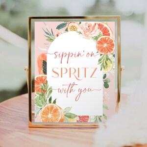 Sippin on Spritz With You Sign, Bridal Shower Sign File, Printable ...