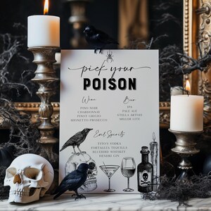 Pick Your Poison Bar Menu Sign Template, Halloween Drink Menu ...