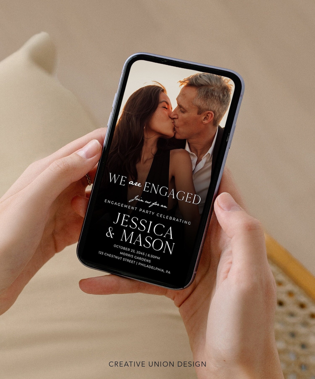 Digital Engagement Party Invitation Template, Engagement Invite With ...