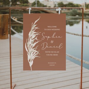Minimalist Wedding Welcome Sign Template, Bohemian Terracotta Wedding ...
