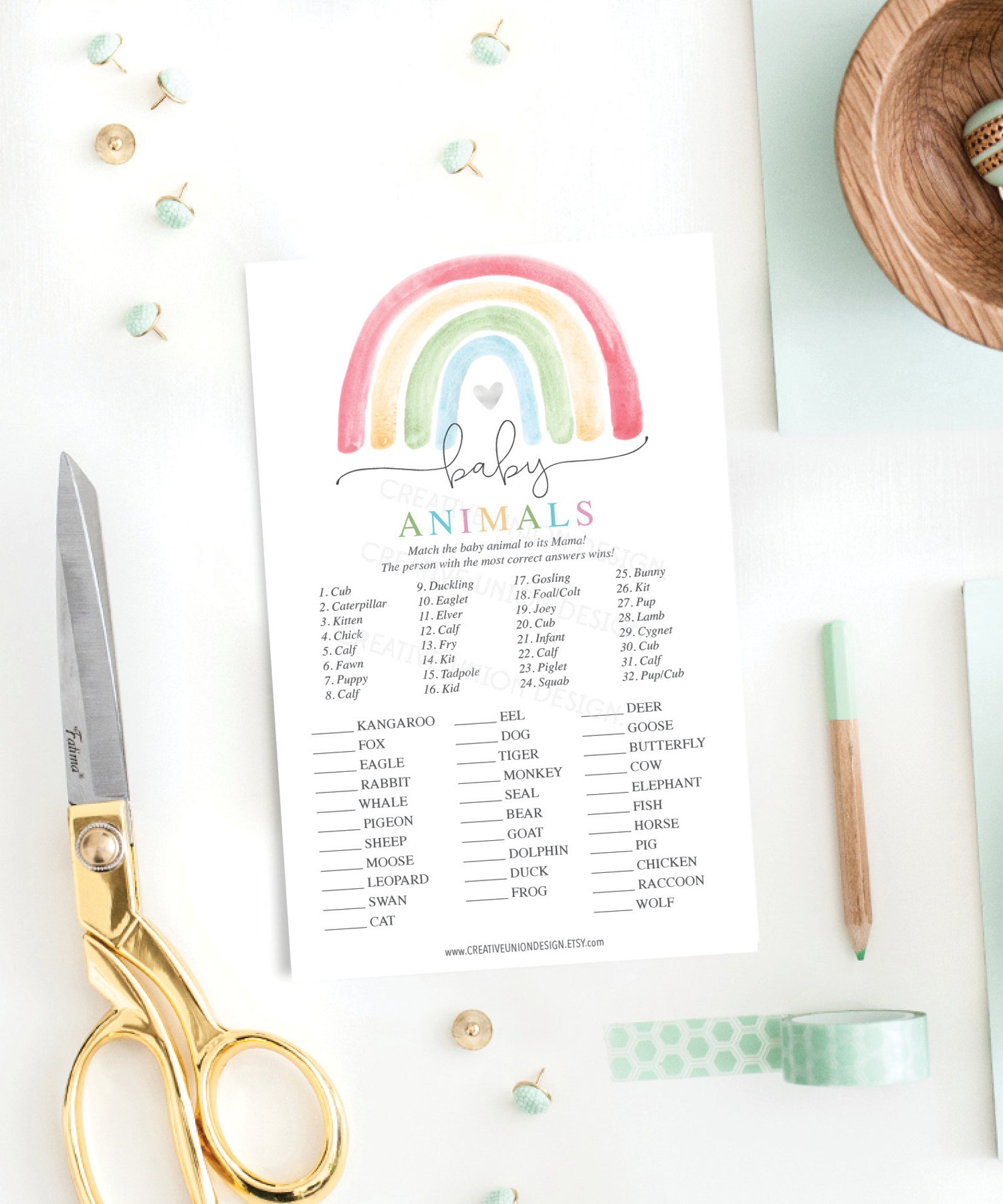 Baby Animals Baby Shower Game Baby Shower Games Who's My | Etsy