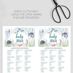 Under the Sea Baby Shower Trivia Game, Baby Shower Game Printable ...
