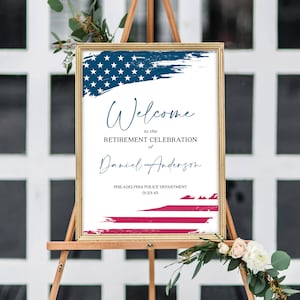 Editable Retirement Party Welcome Sign Template, American Flag, Army ...
