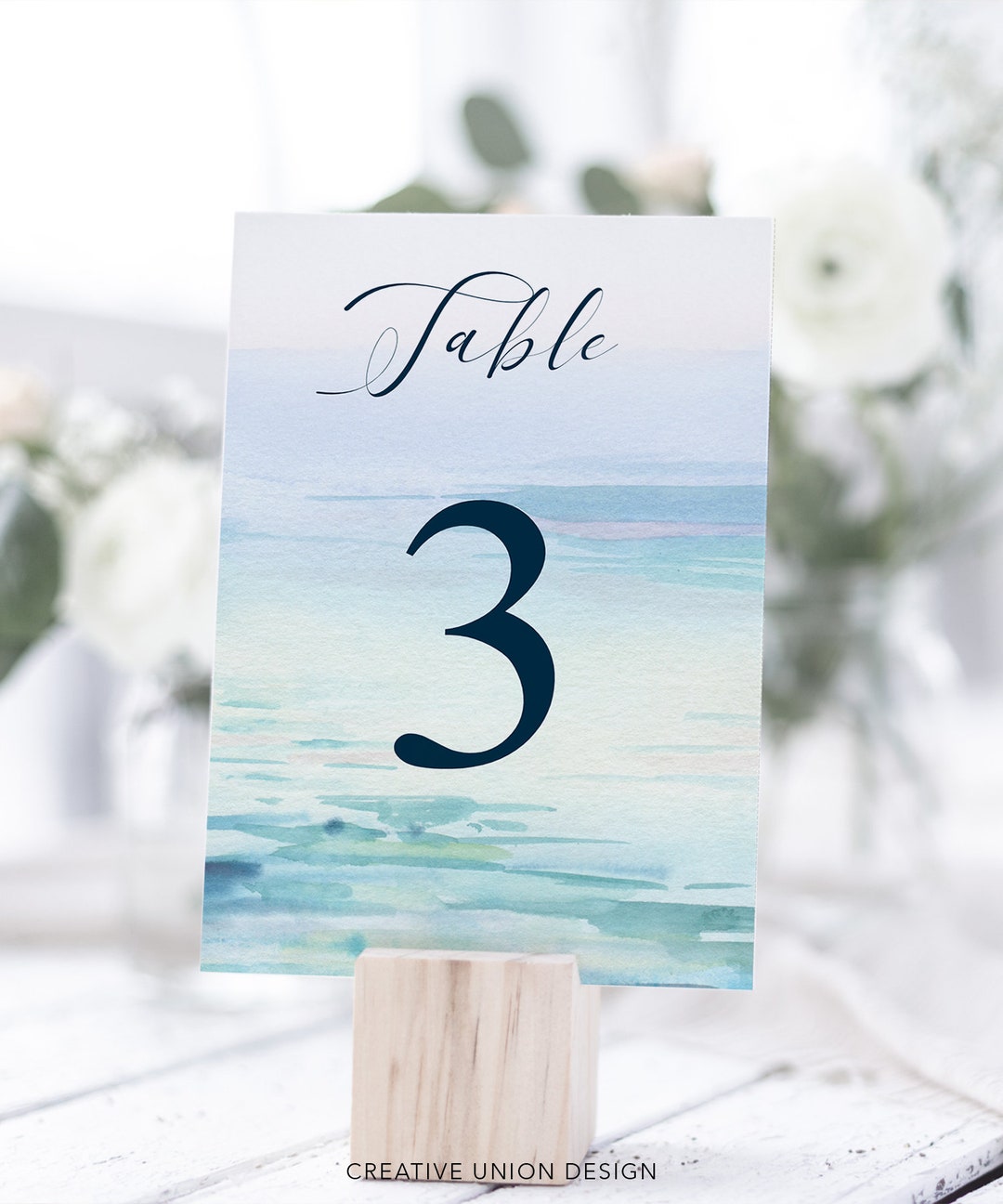 Minimal Beach Wedding Table Numbers, Wedding Table Number Template ...