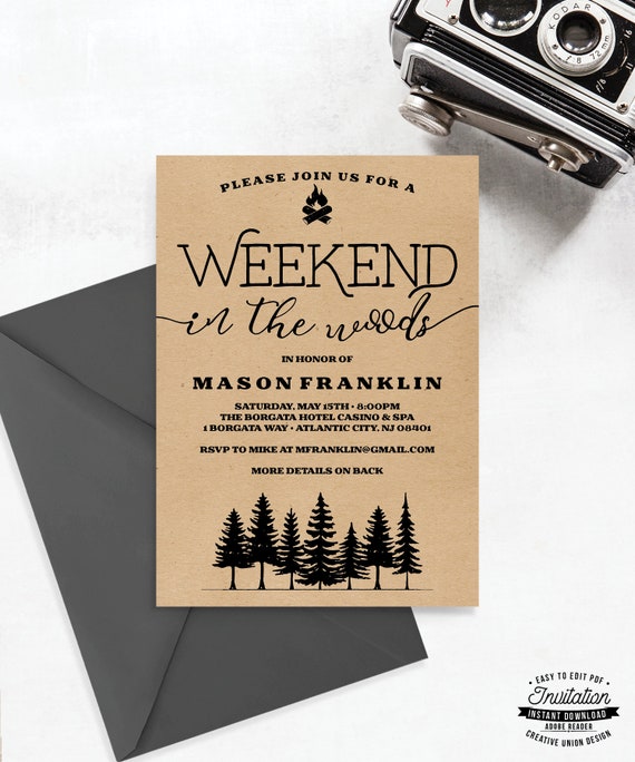 Weekend In The Woods - Bachelor Party Invitation - Bachelor Weekend ...