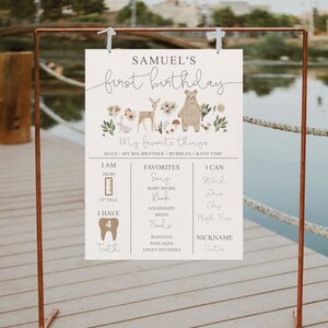Editable Boho Woodland Birthday Milestone Sign Template, Milestone ...