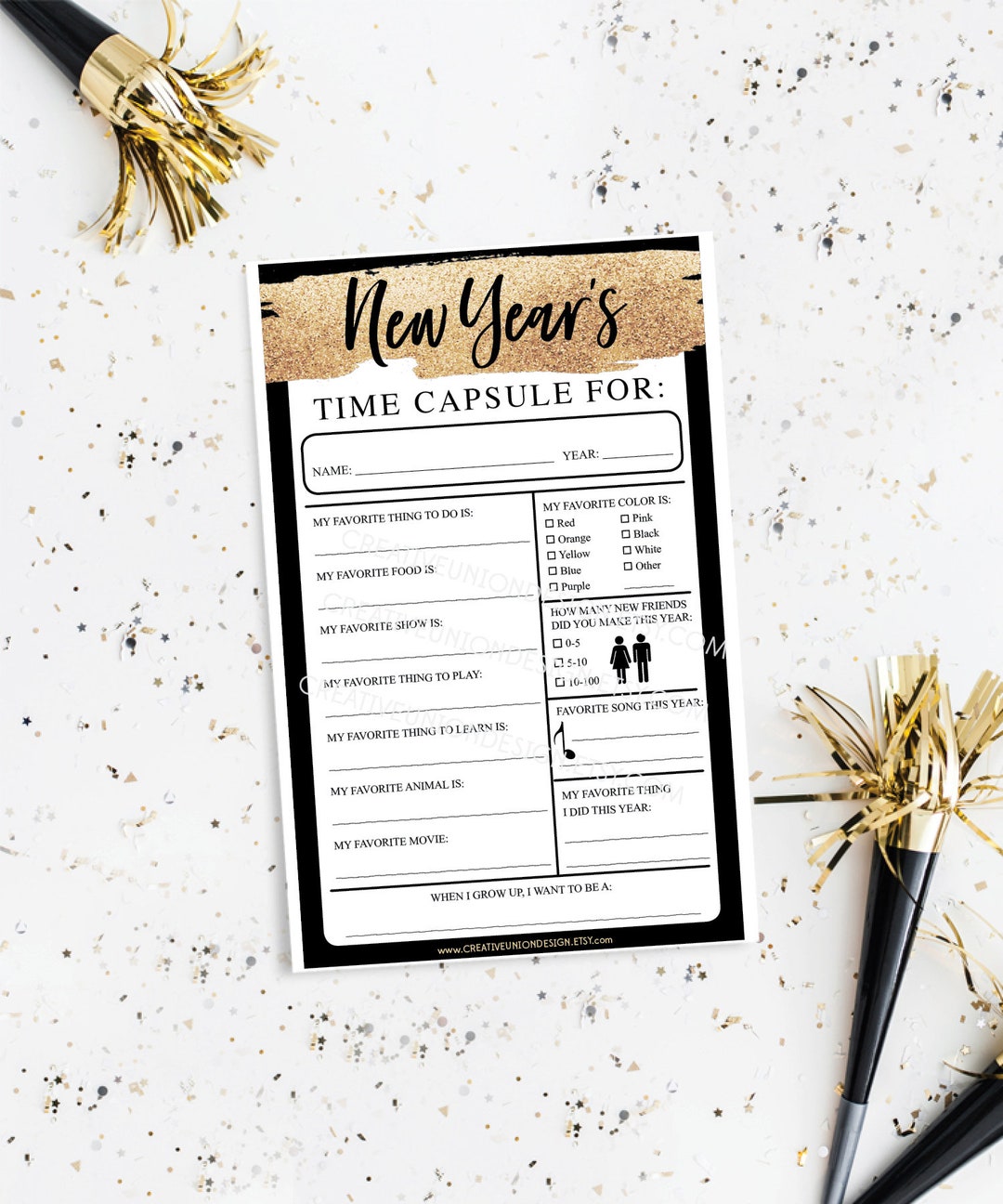 New Years Eve Time Capsule for Kids - Family New Years Eve Game - New ...