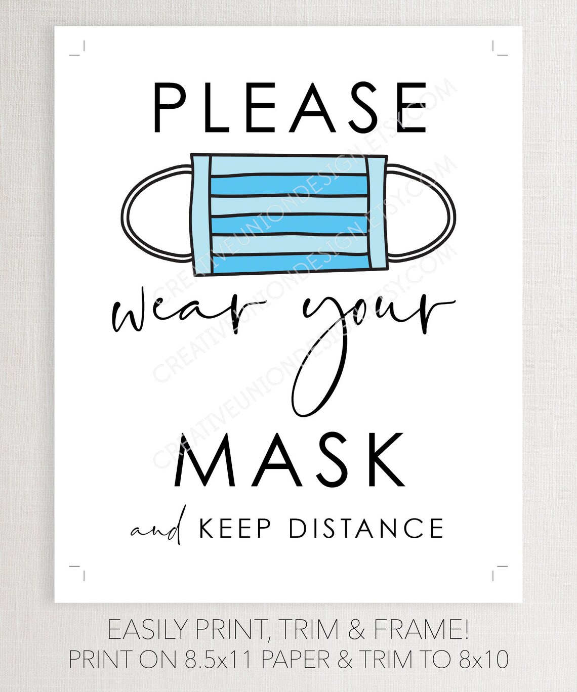Wear A Mask Sign Please Wear Your Mask and Keep Distance | Etsy