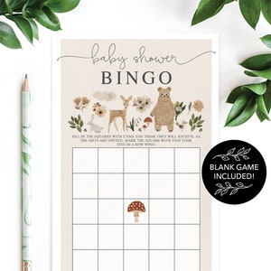 Woodland Baby Shower Bingo, 60 Unique Game Sheets, Baby Shower Games ...