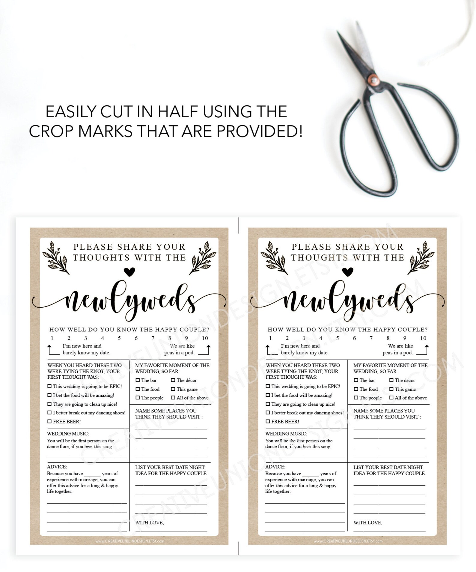 Rustic Wedding Game Printable Backyard Wedding Advice - Etsy