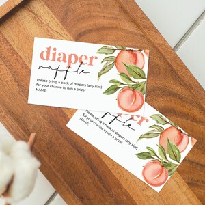 Diaper Raffle, Peach Baby Shower Diaper Raffle Template, Insert, Ticket ...