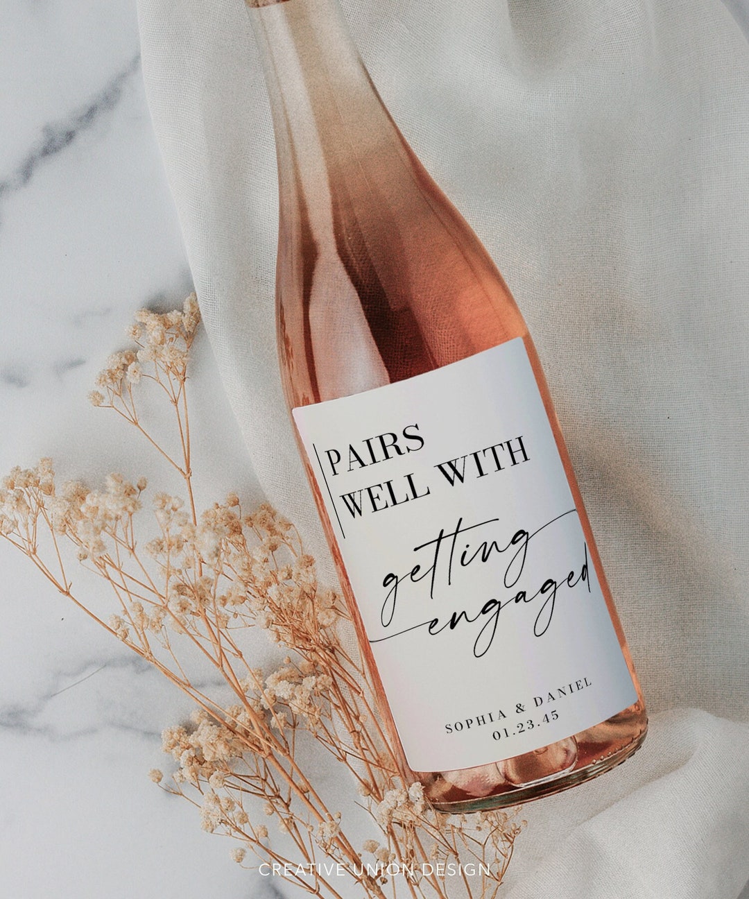 Engagement Wine Labels, Printable,wine Bottle Label Template, Pairs ...