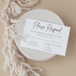 Printable RSVP Card Template, Editable Wedding Response Card, Kindly ...