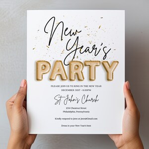 New Years Eve Party Flyer Invitation, Printable Holiday Party Invite ...