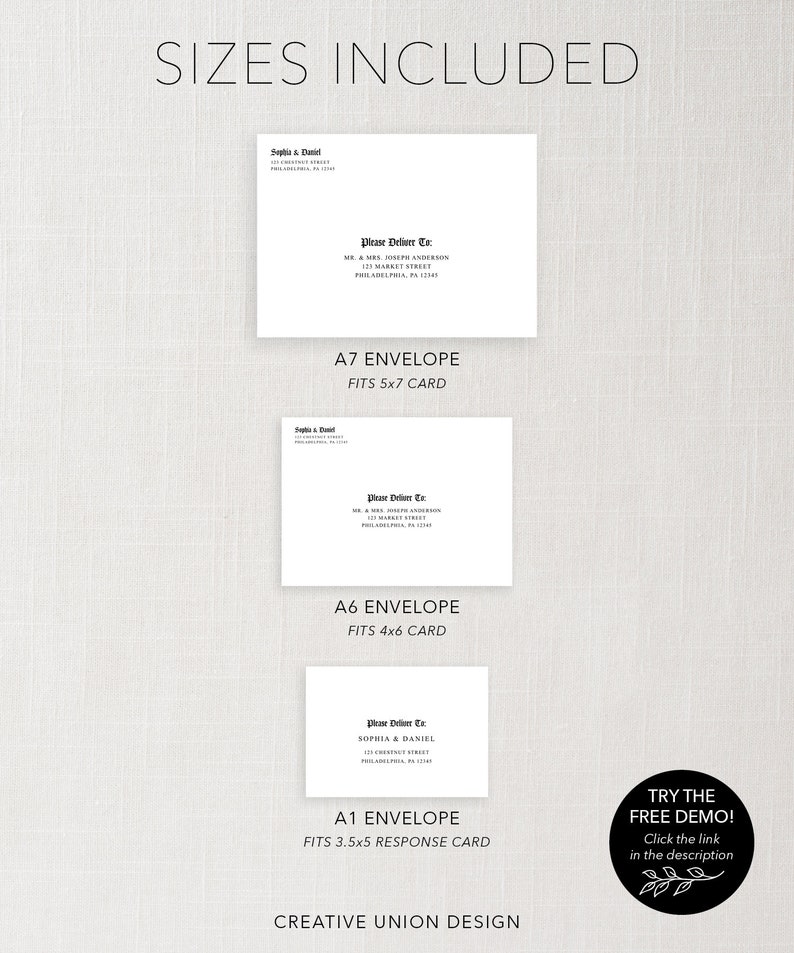 Envelope Template, Printable Address Envelope, Instant Download ...