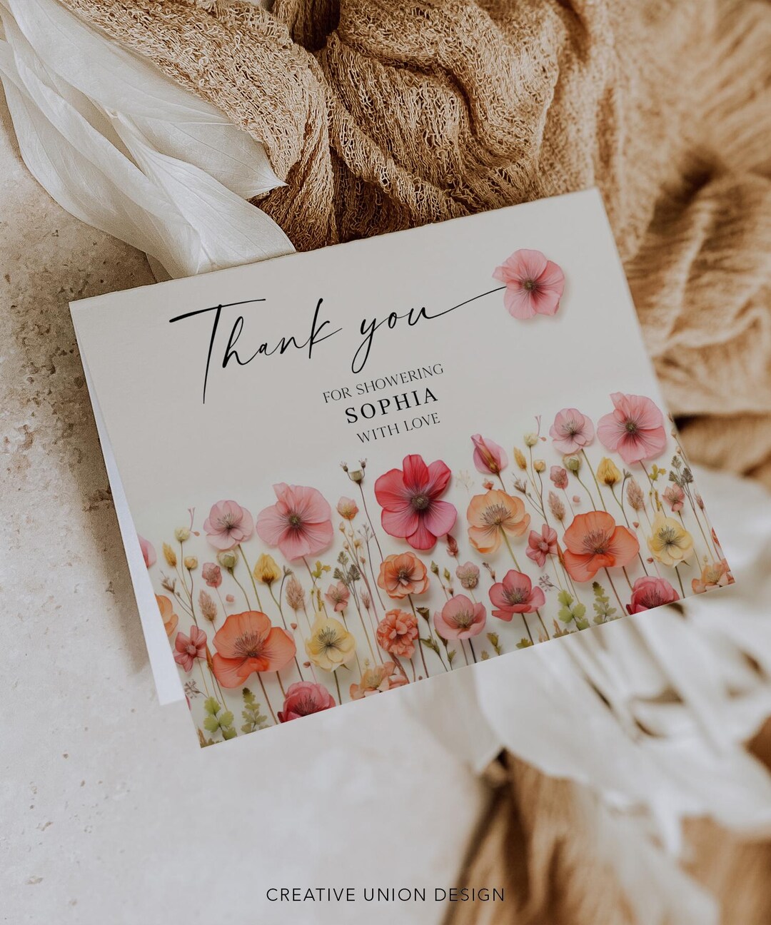 Thank You Card Baby Shower Thank You Card Personalized Thank You Card ...