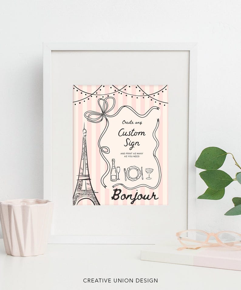Hand Drawn French Custom Sign Template, Editable Bridal Shower Sign ...