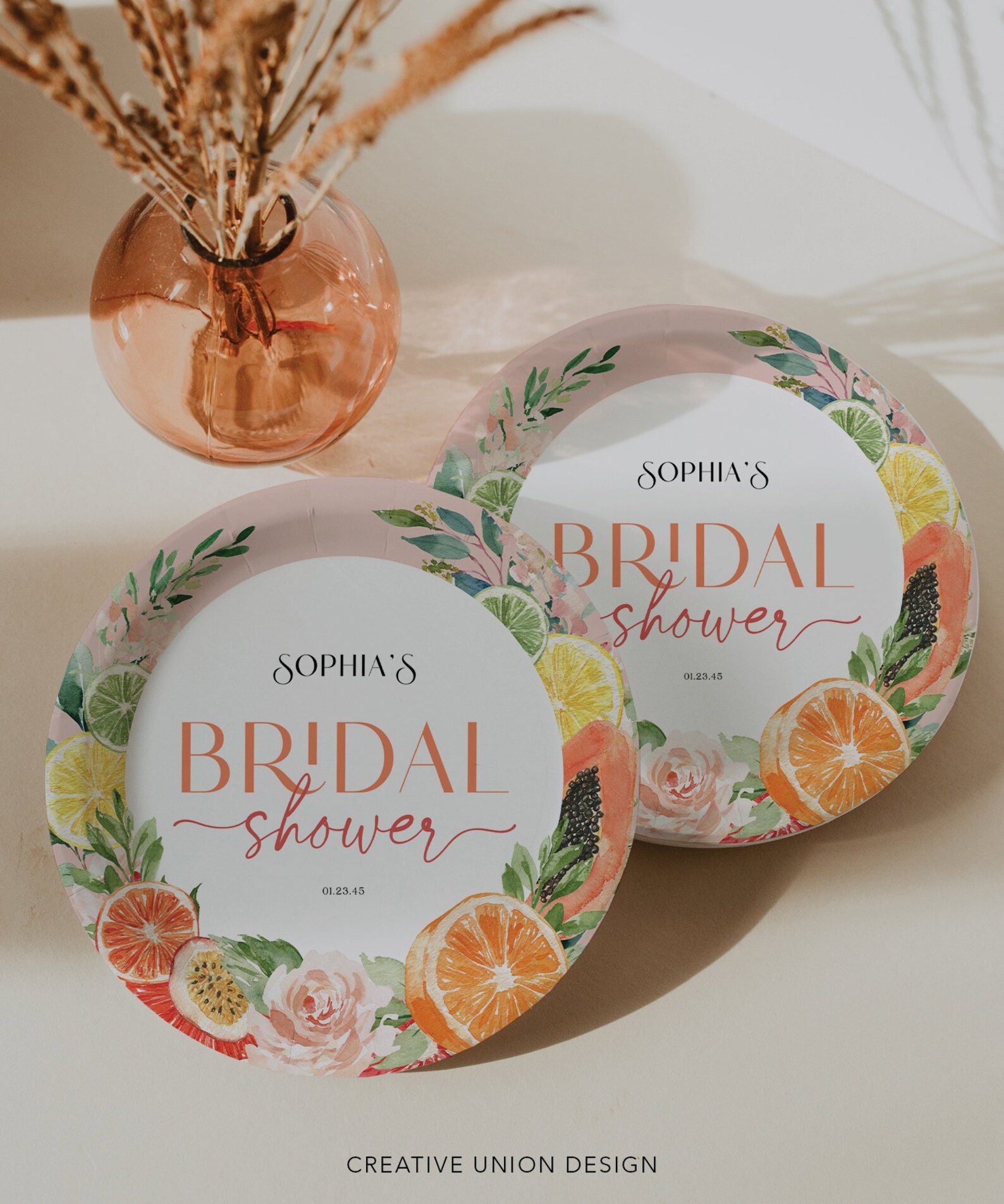 Personalized Paper Plates Template Bridal Shower Decor - Etsy