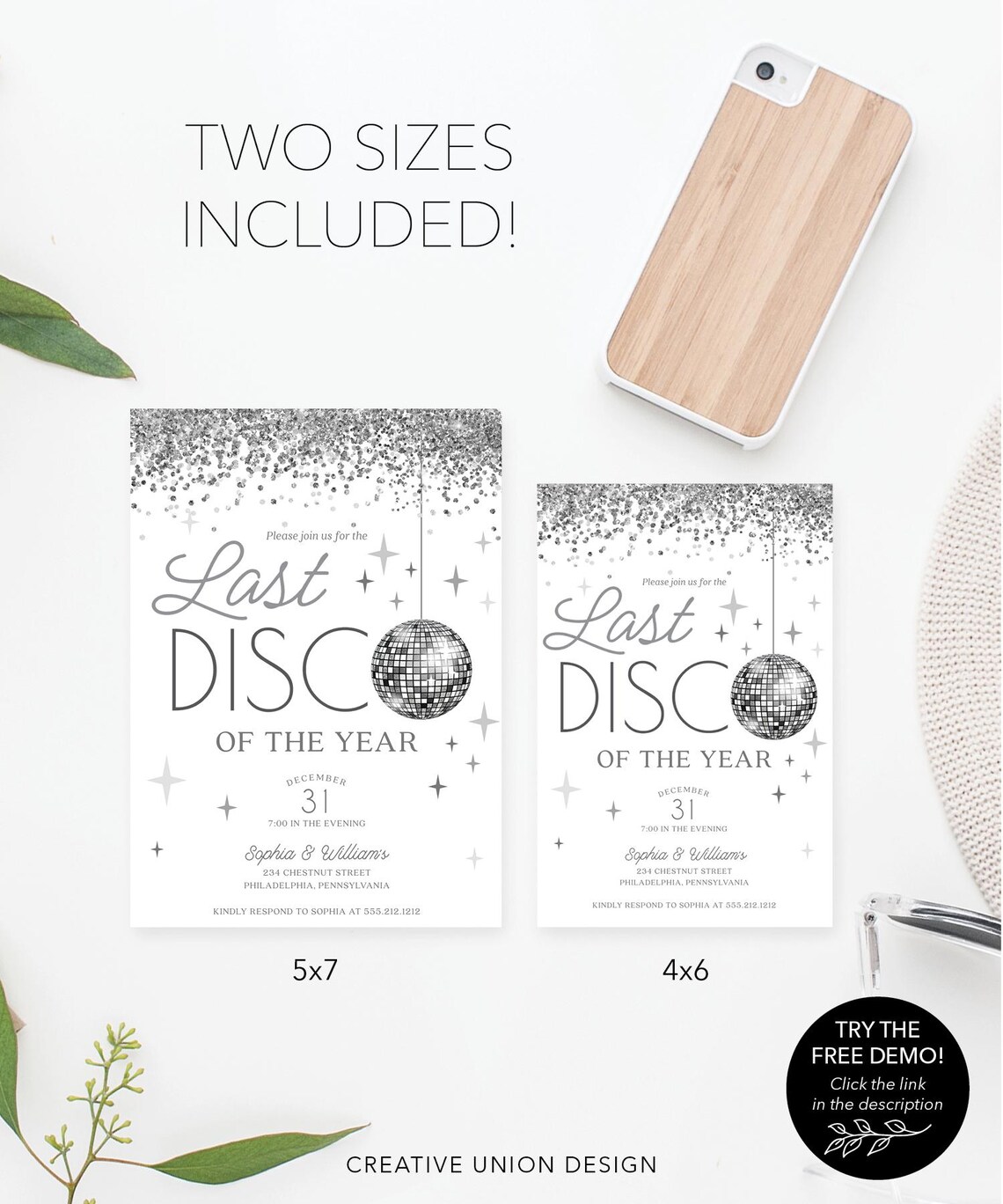 Last Disco of the Year New Year Party Invitation Template, New Years ...