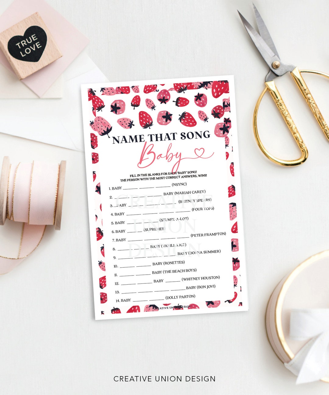Berry Sweet Baby Shower Name That Song Game, Baby Shower Game Printable ...