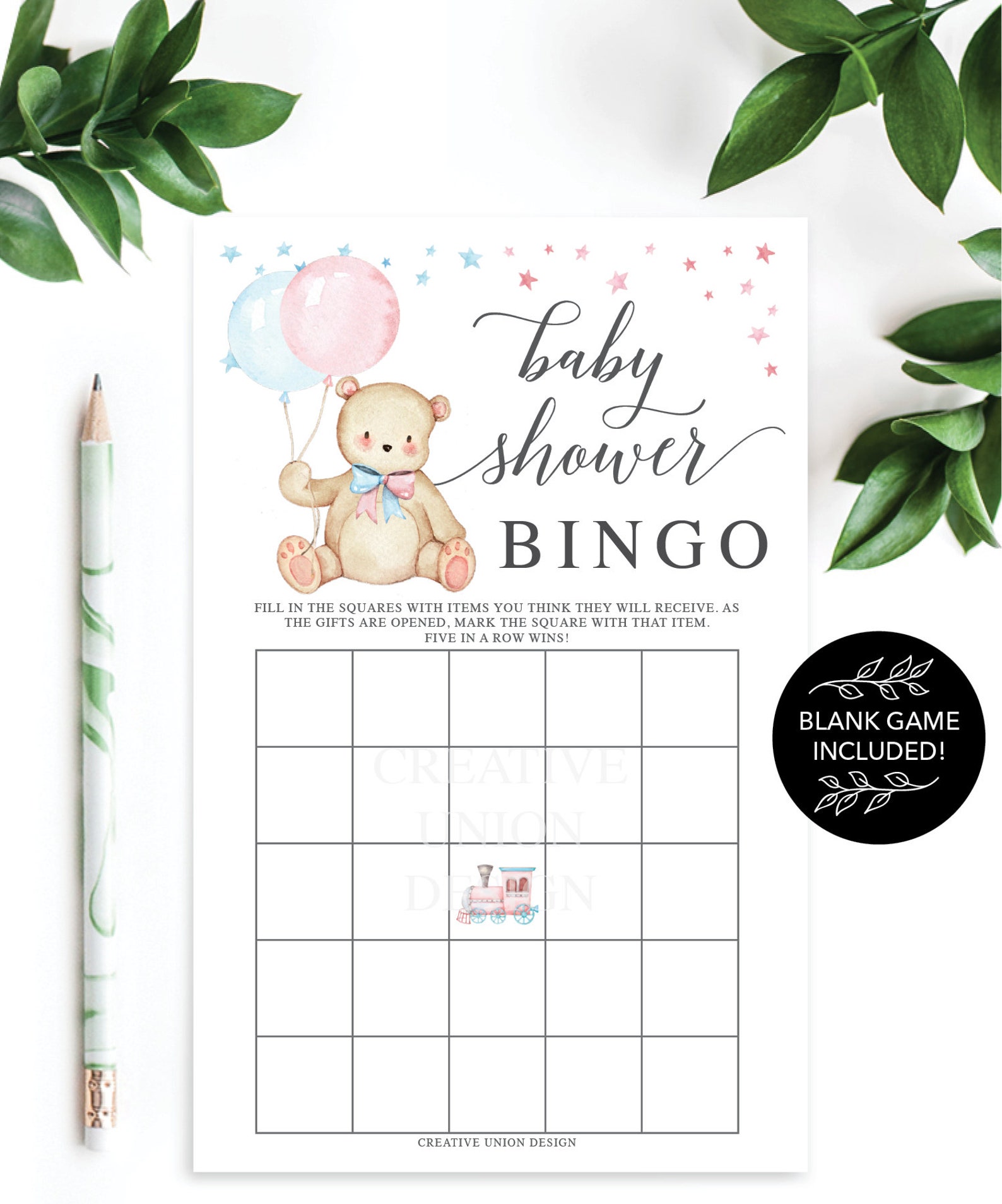 Teddy Bear Baby Shower Bingo 60 Unique Game Sheets Gender - Etsy