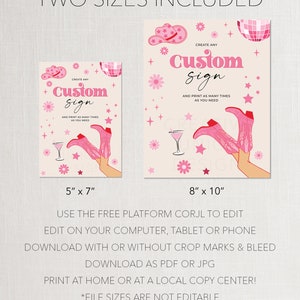 Nash Bash Custom Sign Template, Editable Bachelorette Party Sign ...